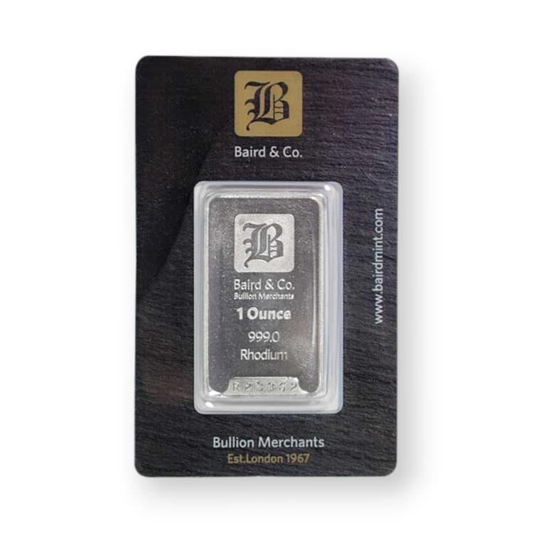 Buy 1 oz Baird & Co. Rhodium Bar .999 Fine | PURE